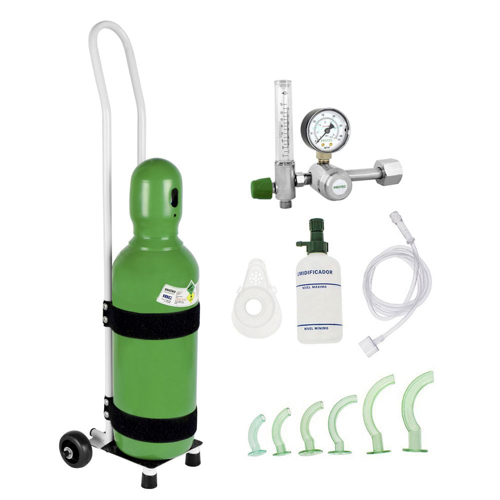 Centercor Hospitalar - Kit Oxigênio Portátil 7 Litros Aço com Carrinho ...