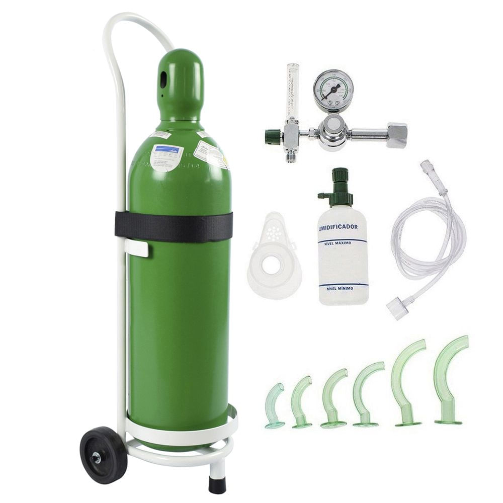 Centercor Hospitalar - Kit Oxigênio 20 litros Aço com Carrinho Sem Carga